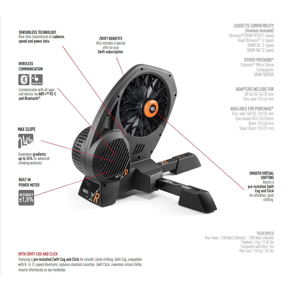ELITE DIRETO XR-T WITH ZWIFT COG AND CLICK - Trainers - Interactive ...