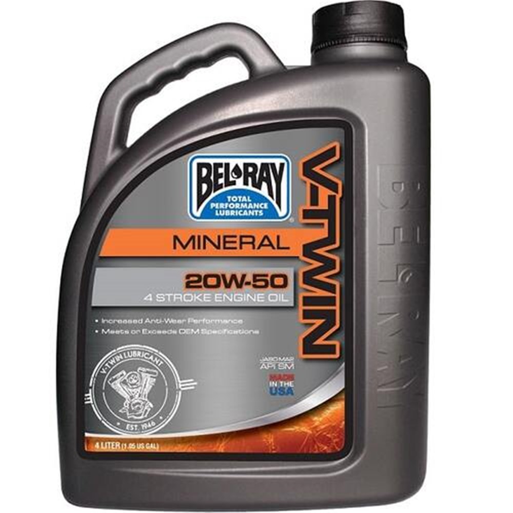 BELRAY V-TWIN MINERAL ENGINE OIL 20W-50 4 LITRE (4 TO A BOX ...