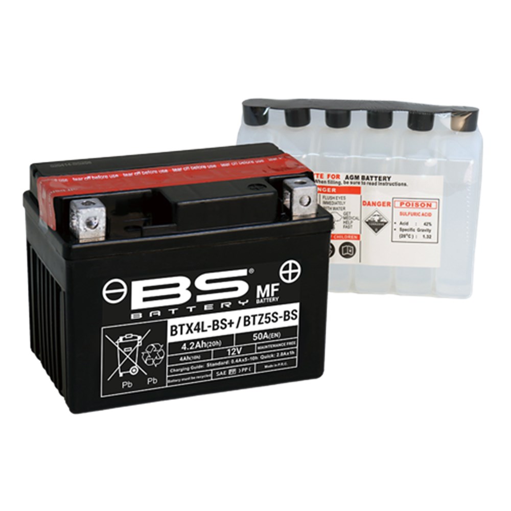 BS BATTERY MF - BTX4L-BS + / BTZ5S-BS (inc acid) - [CTN 8] (UN2796 ...